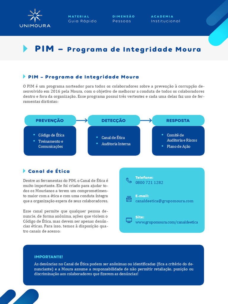 PIM - Programa de integridade Moura | PDF