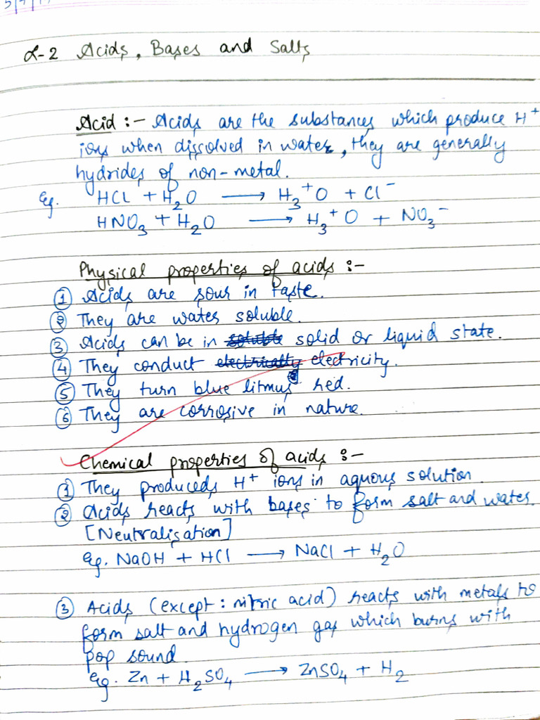 Acids Bases Salts Notes | PDF