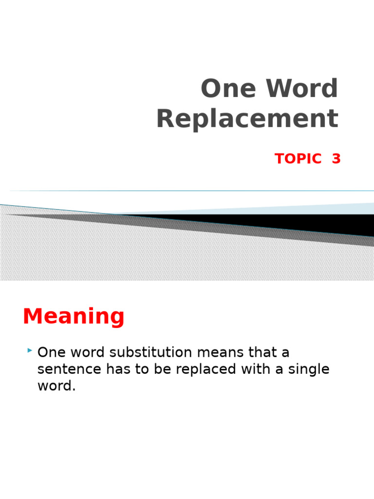 One Word Replacement | PDF