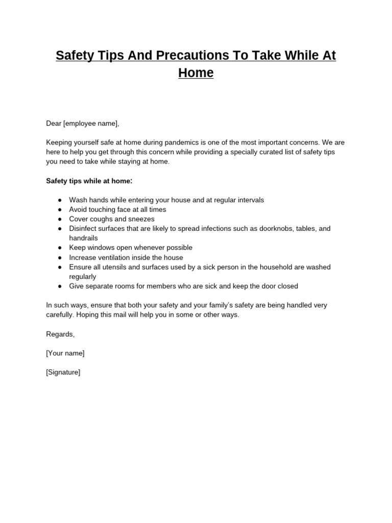Safety Tips and Precautions To Take While at Home | PDF