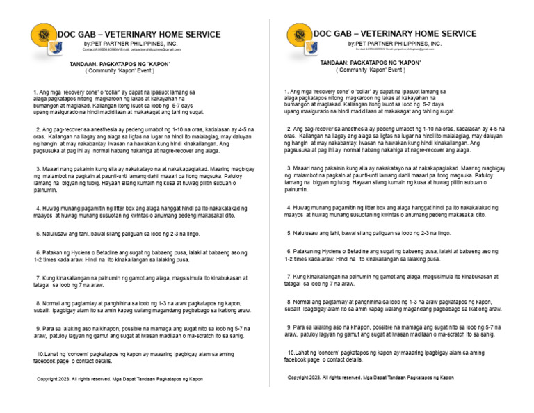 Mga Dapat Tandaan Pagkatapos NG Kapon Updated | PDF