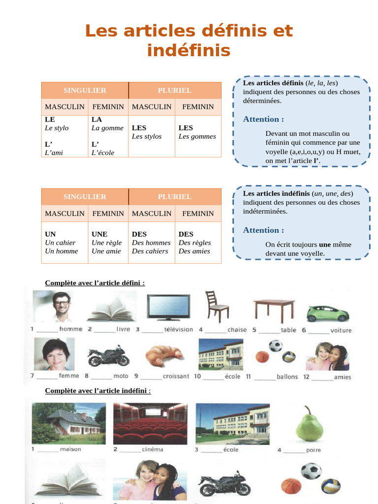 Cours Article Defini Et Indefini | PDF