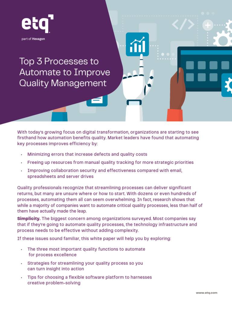 Top 3 Processes To Automate To Improve Quality Management - 322 | PDF