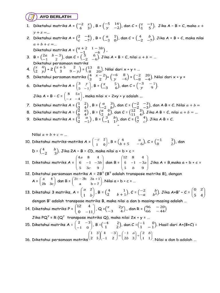 Soal Operasi Matrik | PDF