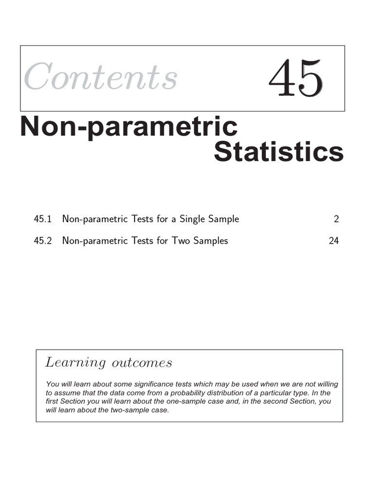 HELM Workbook 45 Non-Parametric Statistics | PDF