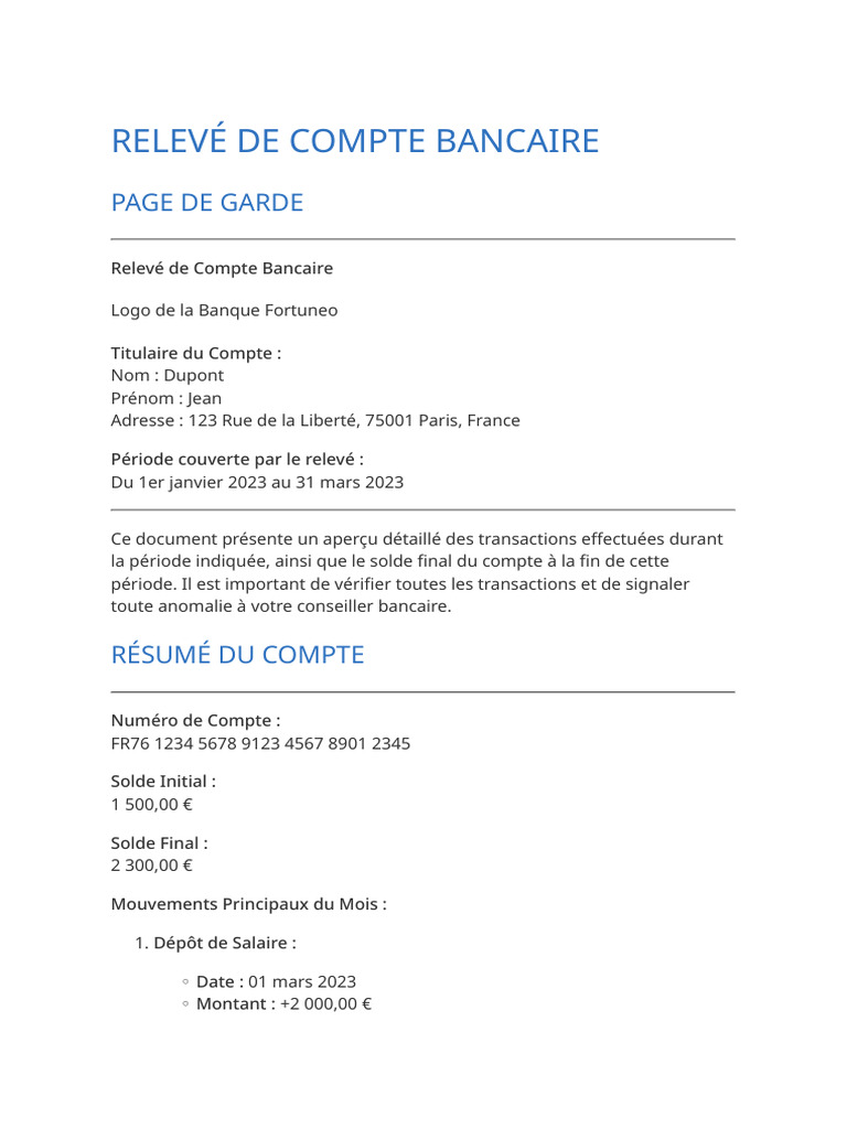 Relevé de Compte Bancaire | PDF