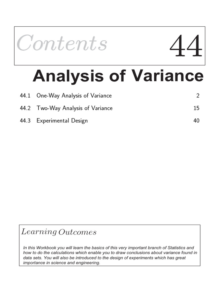HELM Workbook 44 Analysis of Variance | PDF