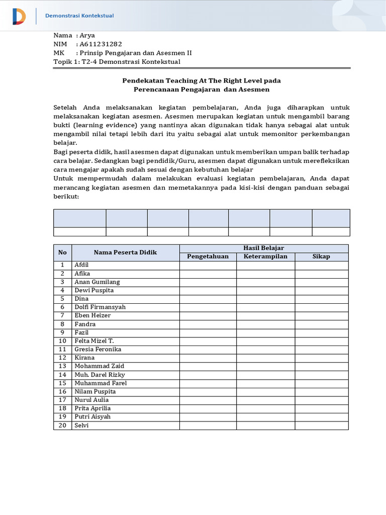 T2-4 Demonstrasi Kontekstual-Arya | PDF