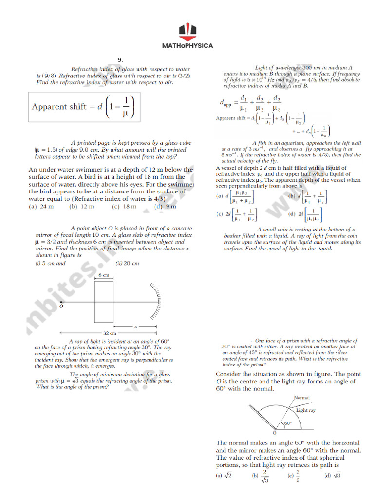 Ray Optics: Refraction of Light Explained | PDF