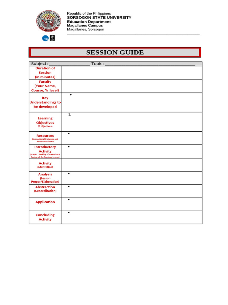 Session Guide Template | PDF