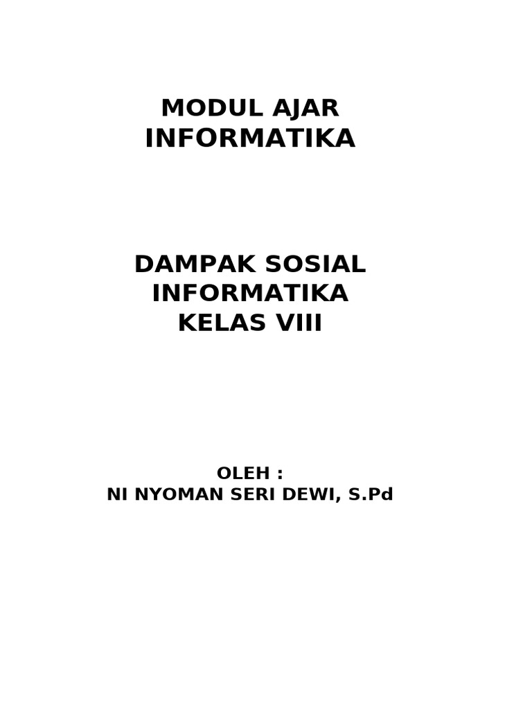 Modul Dampak Sosial Informatika Untuk Observasi | PDF