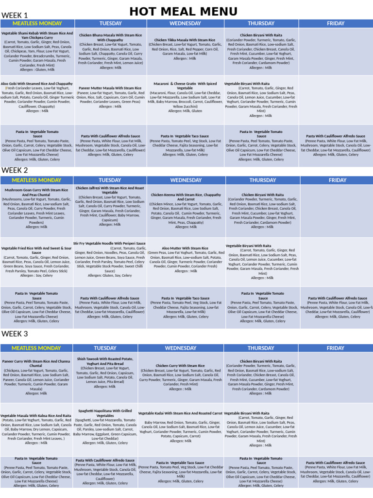 Term 1 Hot Meal Menu.24) MM | PDF