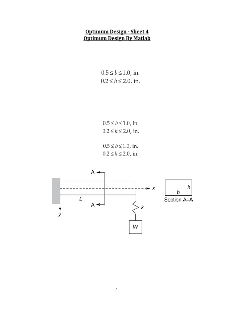 Sheet-4-Optimum Design-By-Matlab | PDF