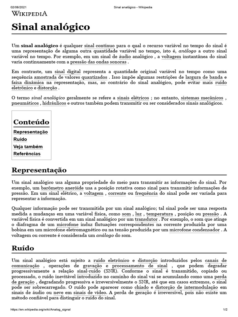Sinal Analógico | PDF