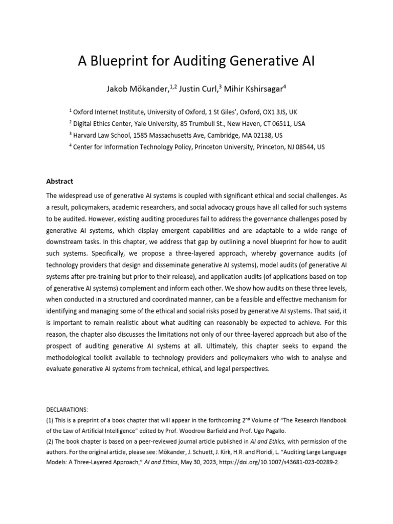 A Blueprint For Auditing Generative AI | PDF