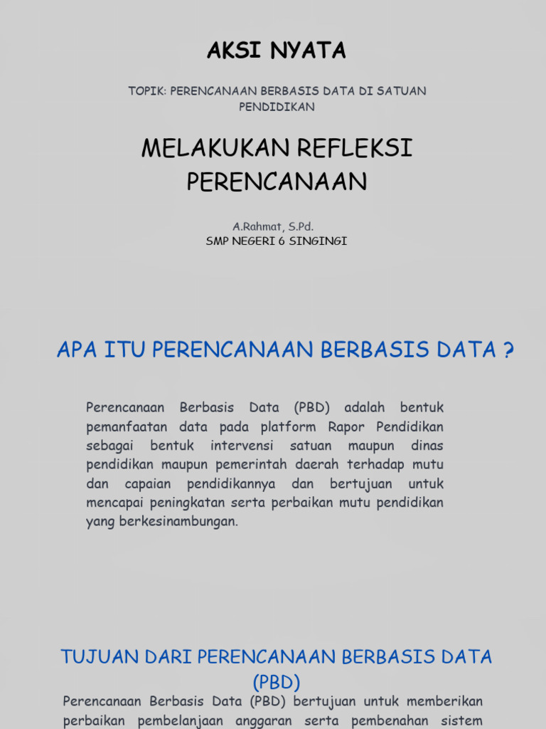 Aksi Nyata Perencanaan Berbasis Data | PDF