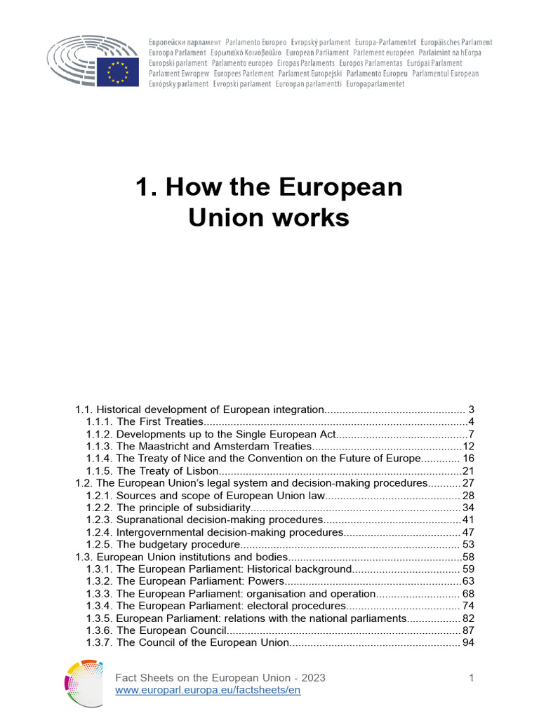 EU Fact Sheets - How EU Works | PDF