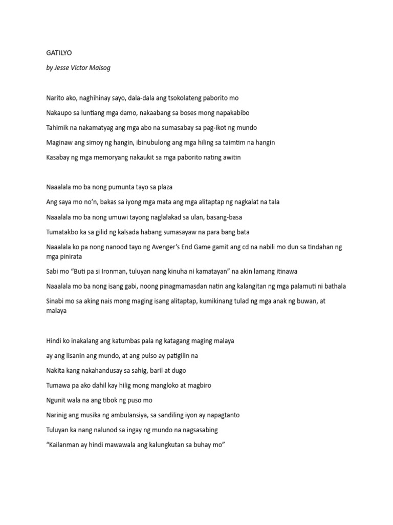 Gatilyo (Spoken Poetry Script) | PDF