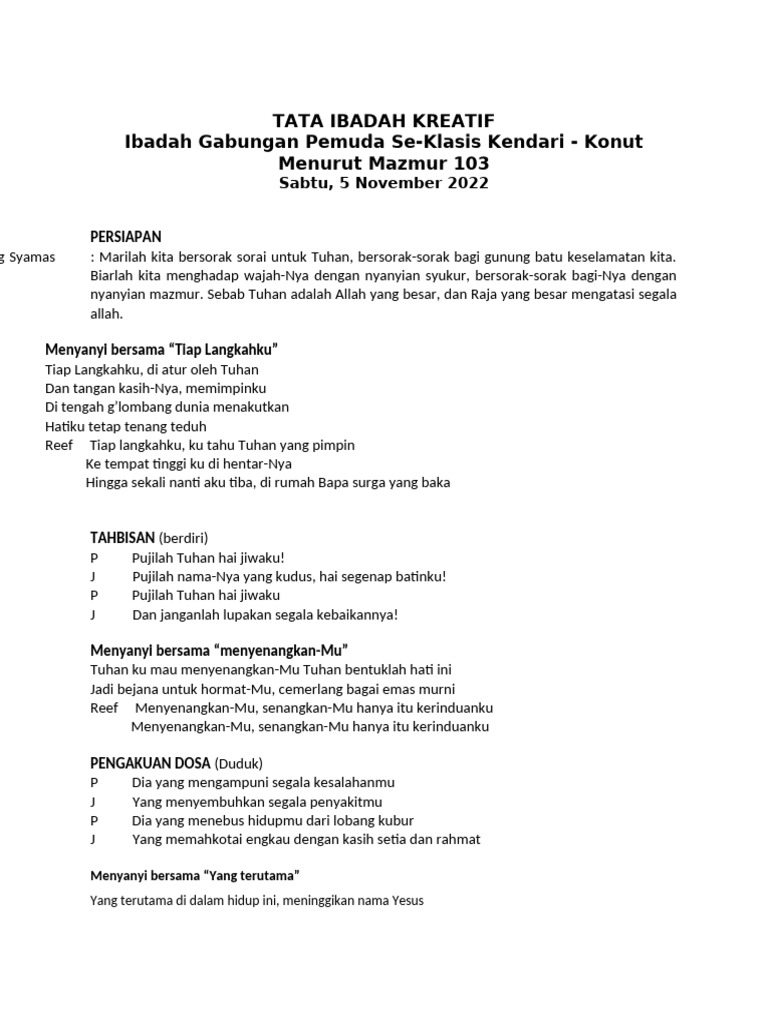 TATA IBADAH KREATIF Di Jemaat GMIM Eben-1 | PDF