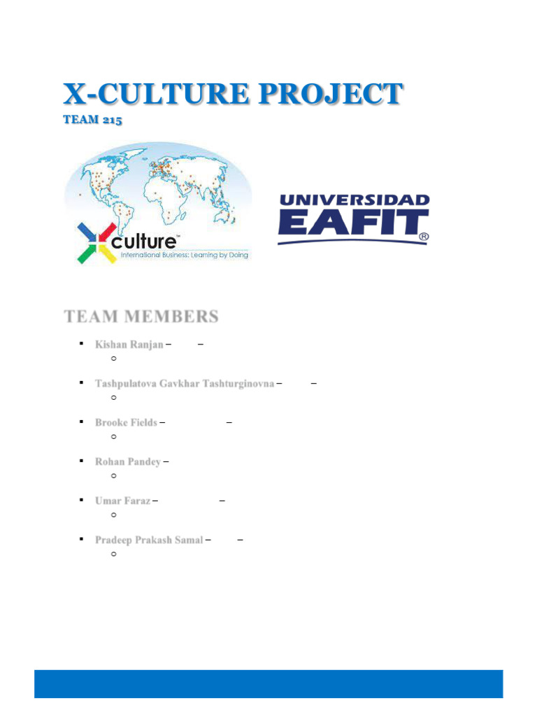 X-Culture Project: Team Members | PDF