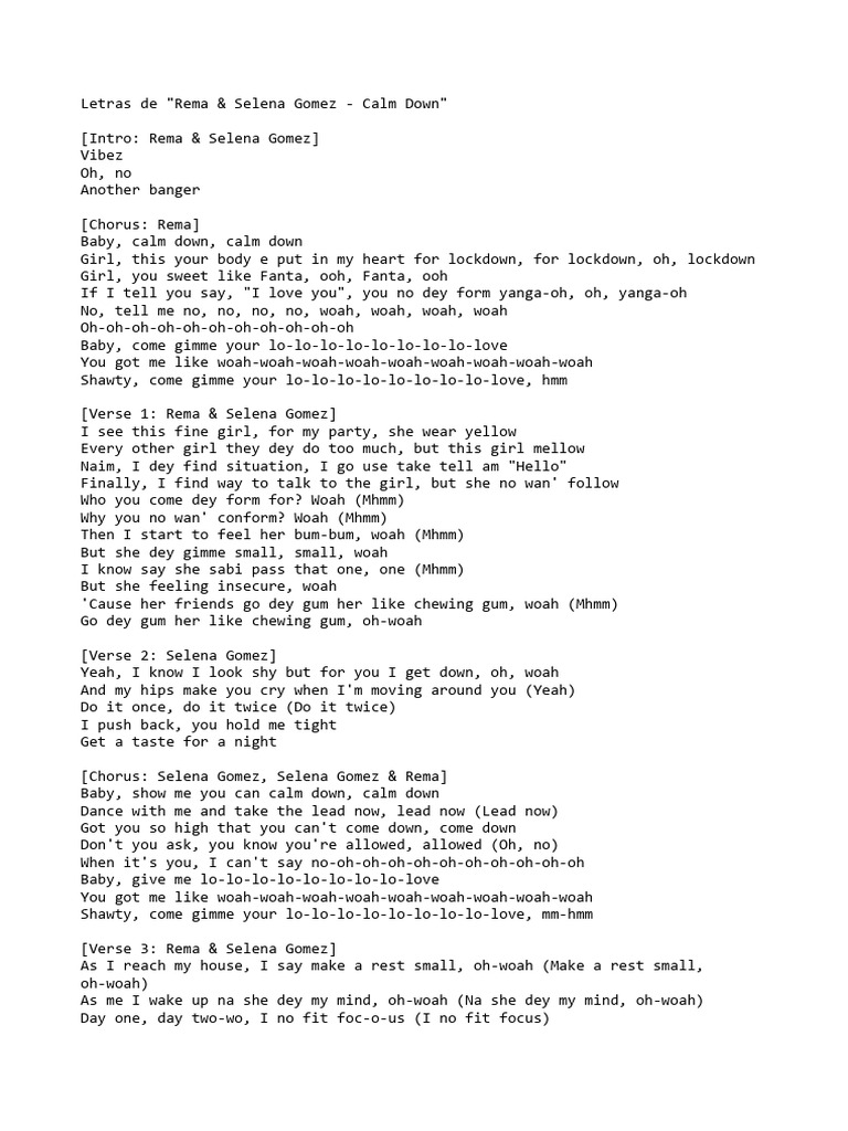 Rema & Selena Gomez - Calm Down | PDF