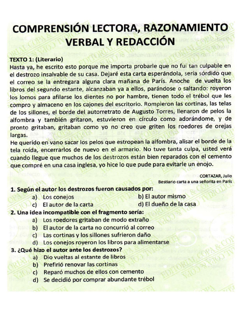 Comprensión Lectora Razonamiento Verbal y Redacción - 064521 | PDF