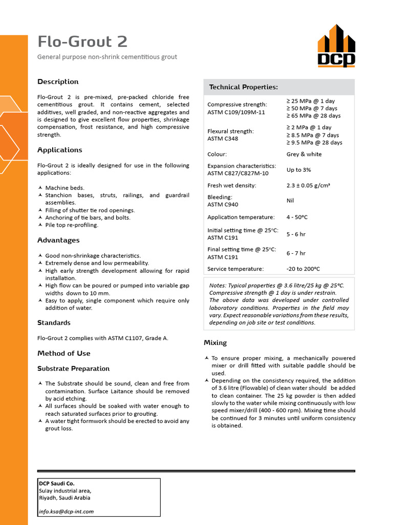 Flo-Grout 2 - TDS - 4 | PDF | Cement | Concrete