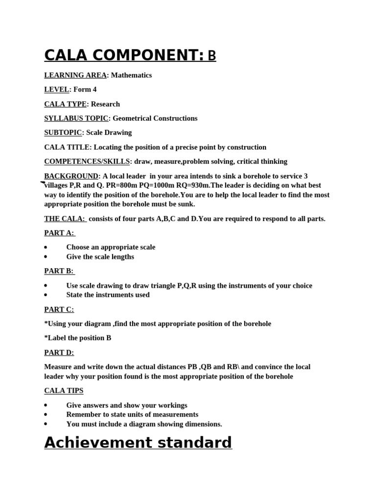 Cala Component B Maths | PDF