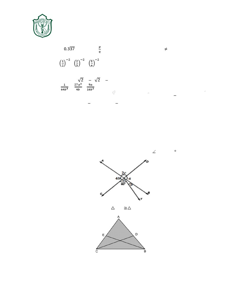 Revision Worksheet Math - Ix | PDF