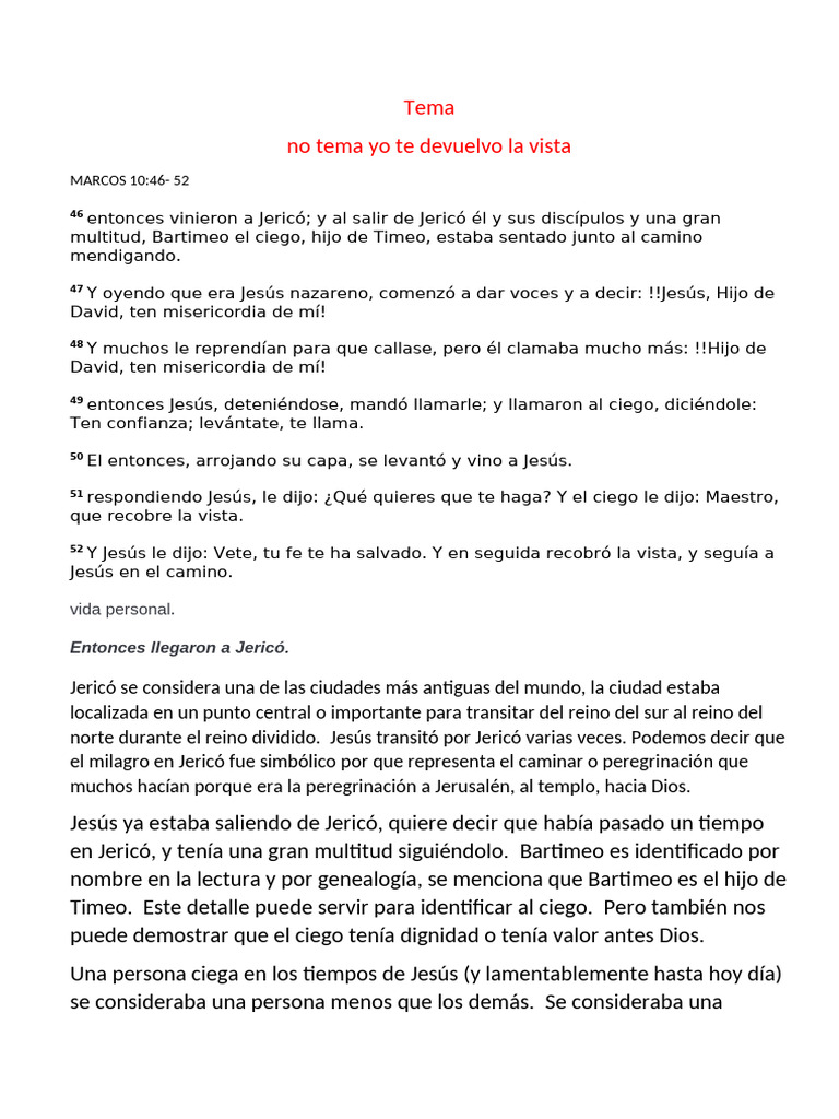 2 - Tema No Tema Yo Te Devuelvo La Vista | PDF