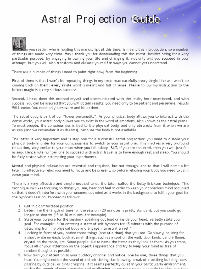 Astral Projection Guide - V 1 | PDF | Plane (Esotericism) | Astral ...