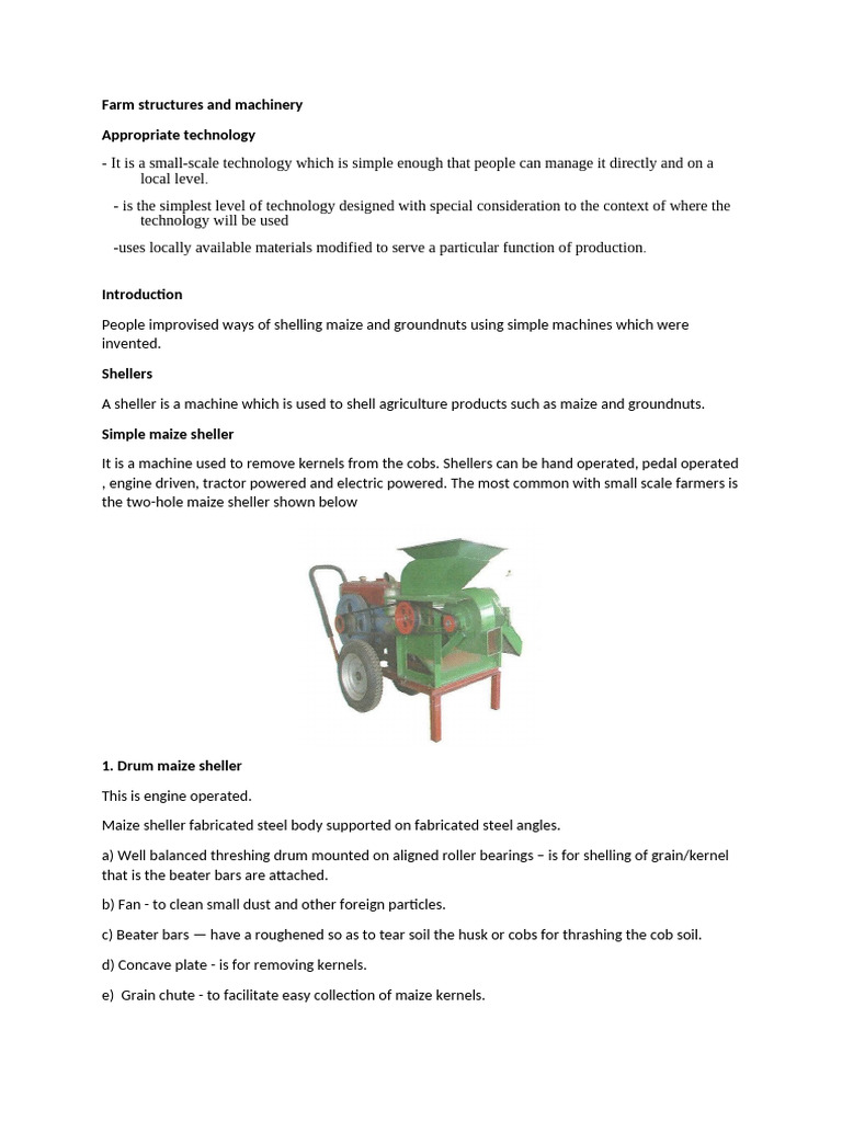 Farm Structures and Machinery Overview | PDF | Peanuts | Maize