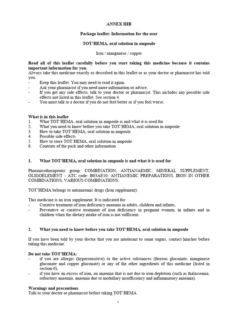Tothema - Ferrous Gluconate 50mg-Managanese Gluconate - 1.33mg - Copper ...