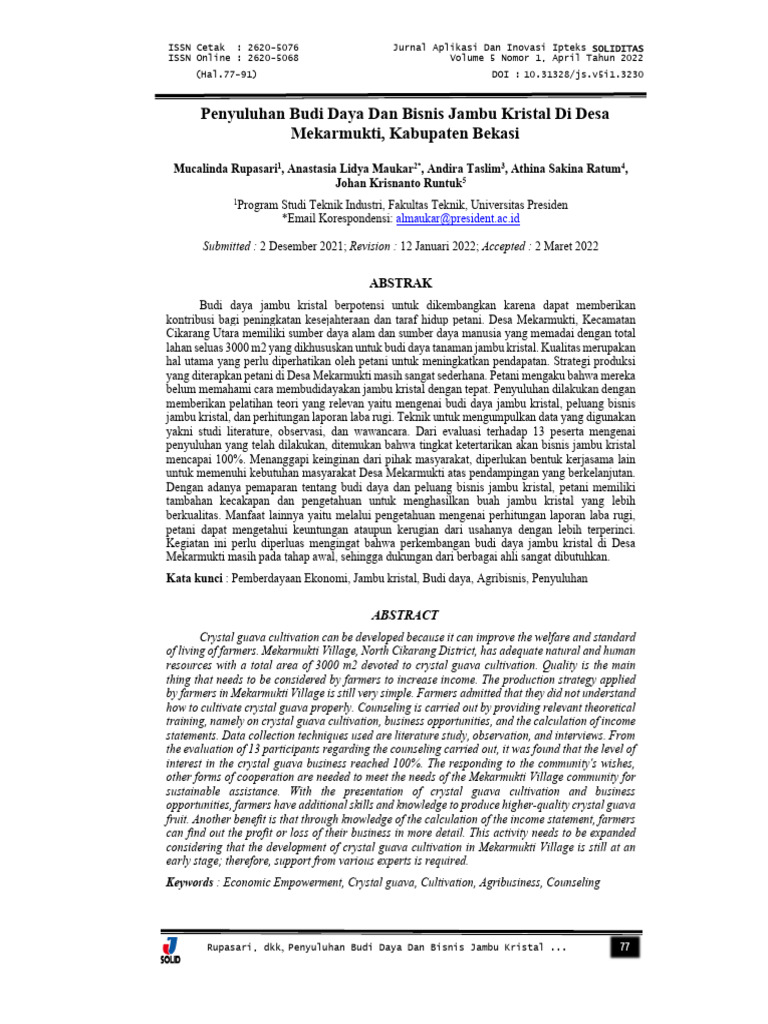 Penyuluhan Budi Daya Dan Bisnis Jambu KR | PDF