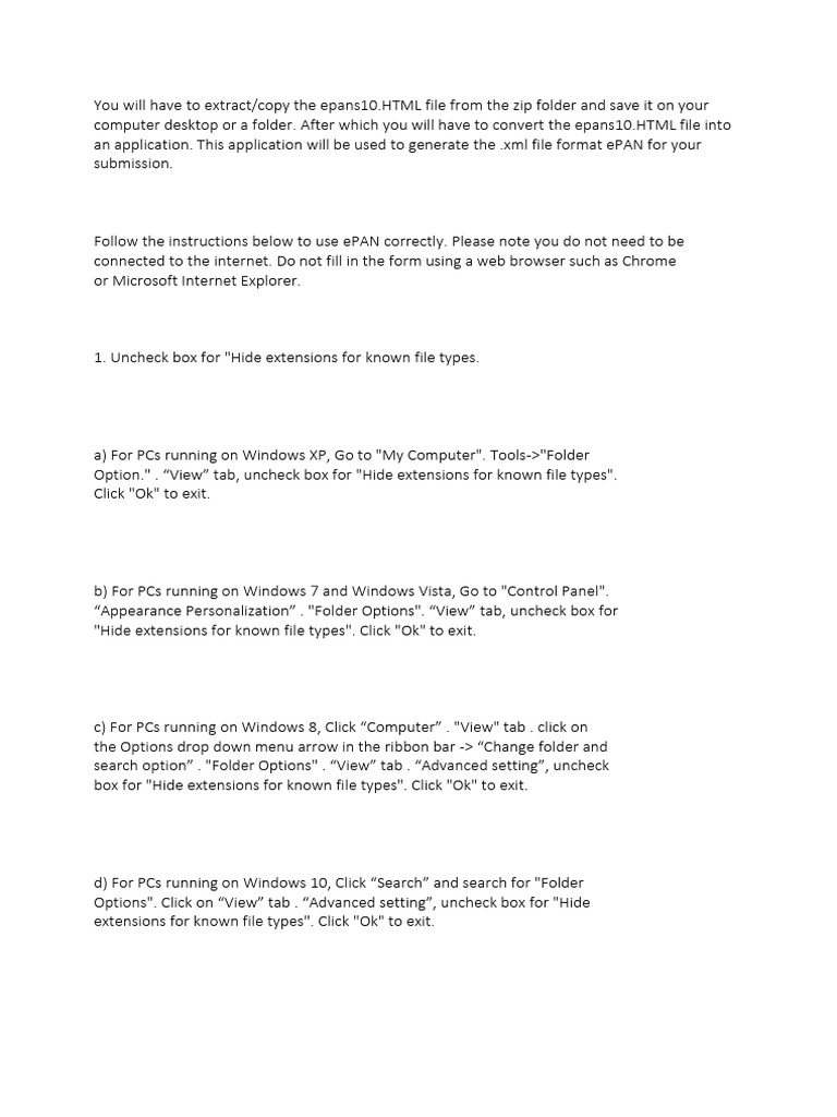 ePAN Instructions File | PDF