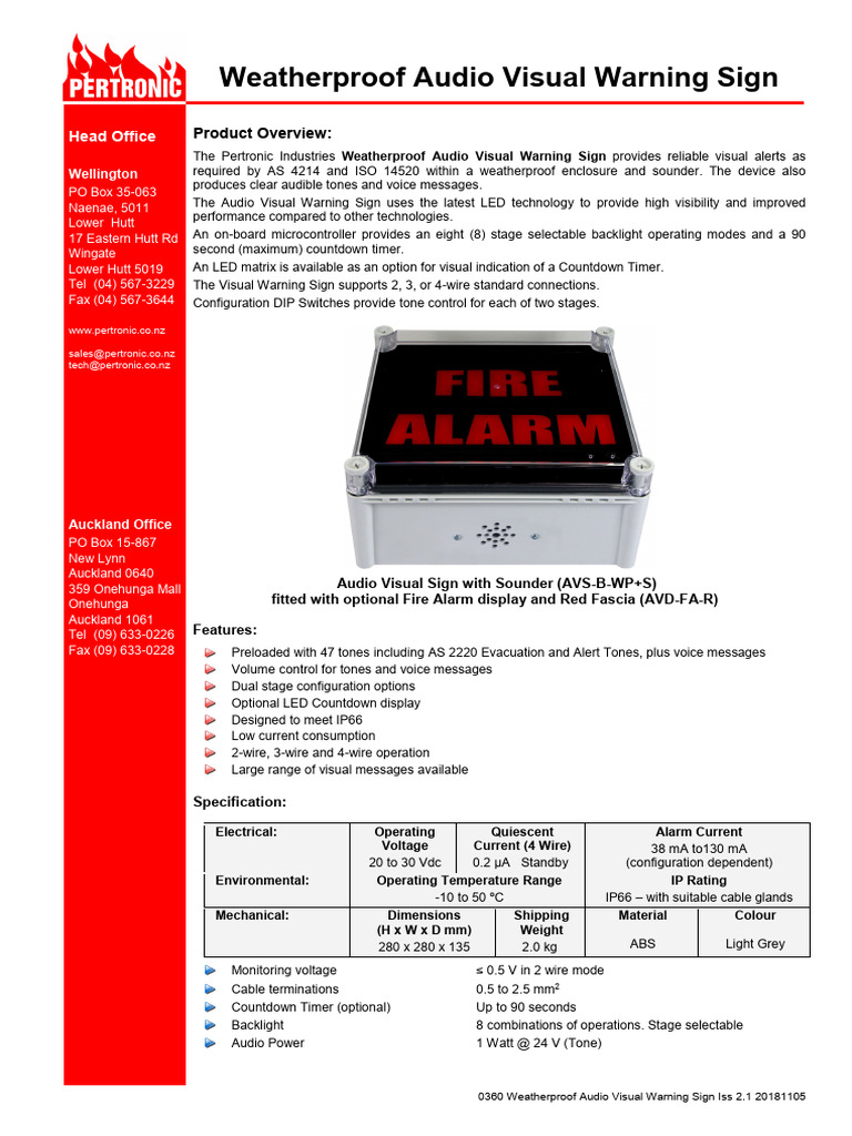 Audio Visual Sign, Weatherproof Version, With Sounder (Requires ...