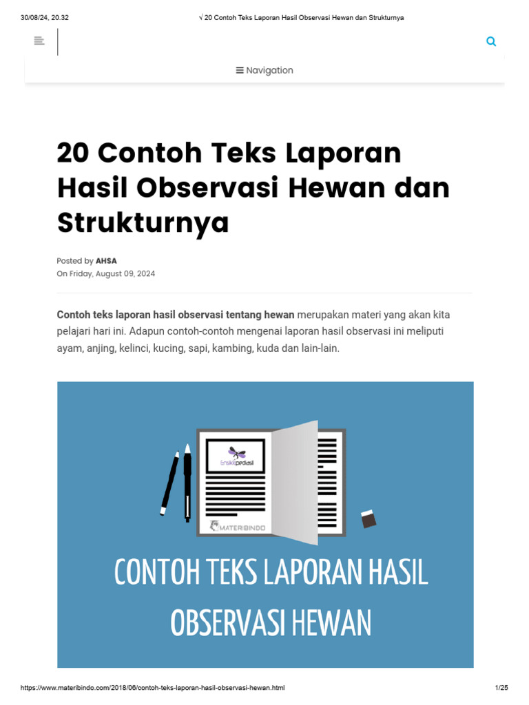 Contoh Laporan Observasi Hewan | PDF