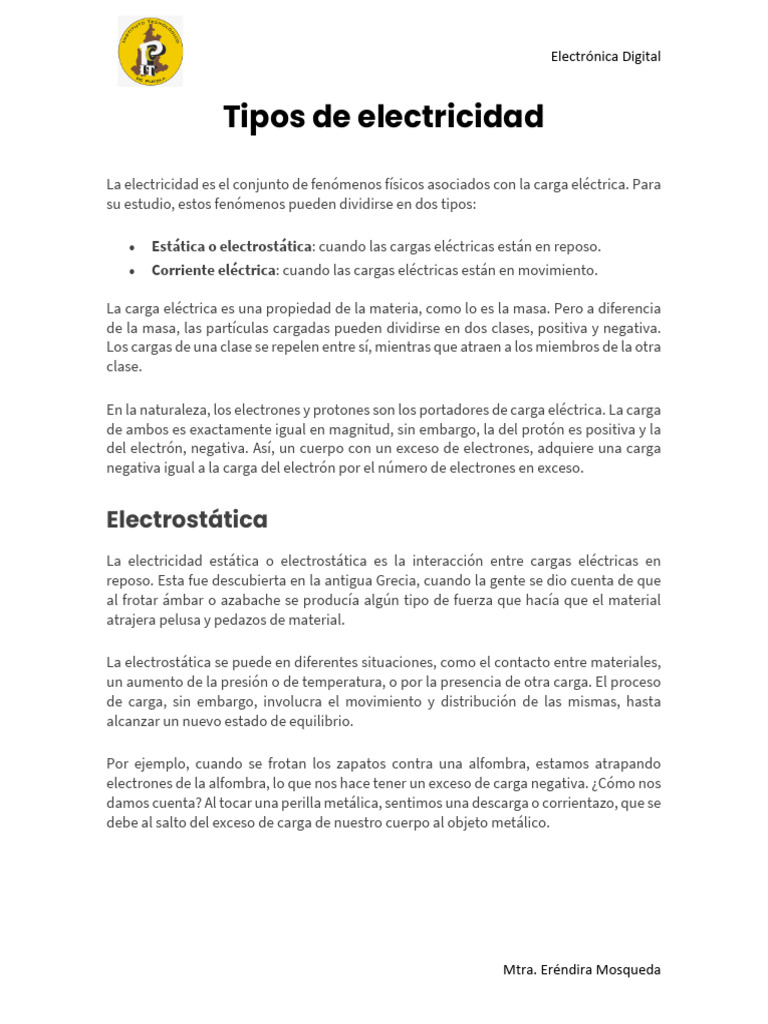 Tipos de Electricidad | PDF
