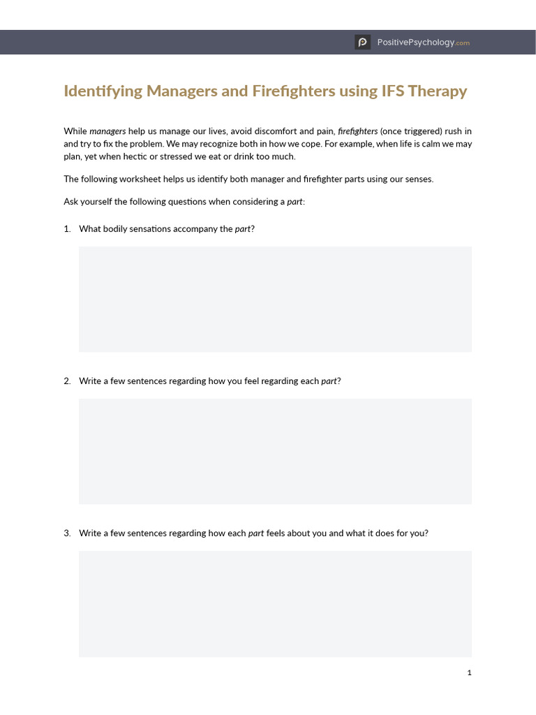 Identifying Managers and Firefighters Using IFS Therapy | PDF