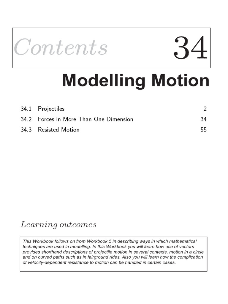 HELM Workbook 34 Modelling Motion | PDF
