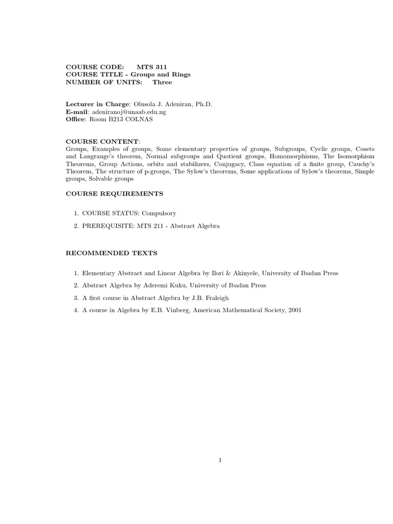 Groups and Rings | PDF