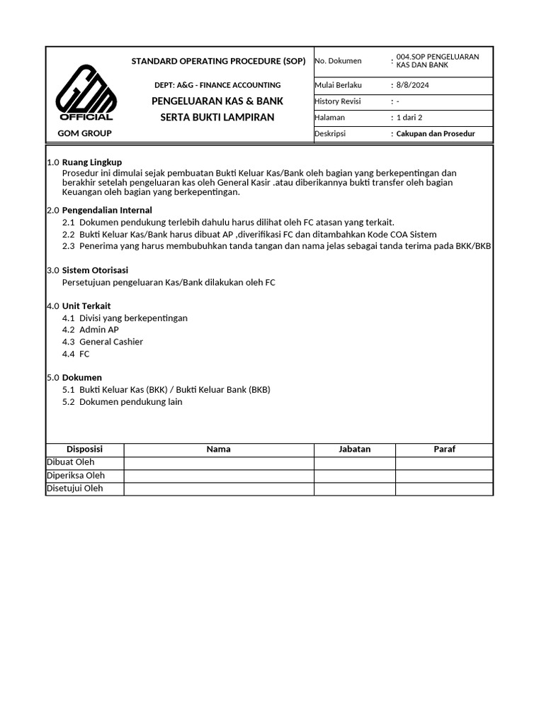 004.pengeluaran Kasbank Dengan Bukti Dokumen | PDF