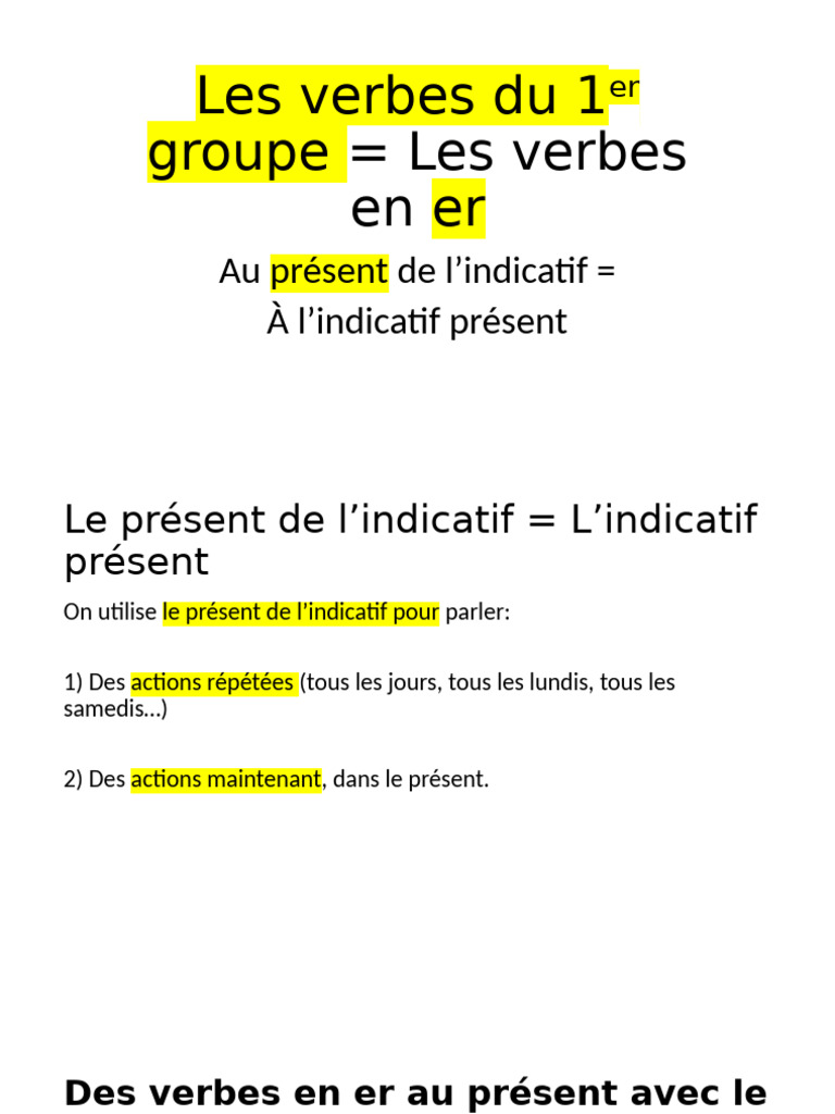 Verbes 1er Groupe | PDF