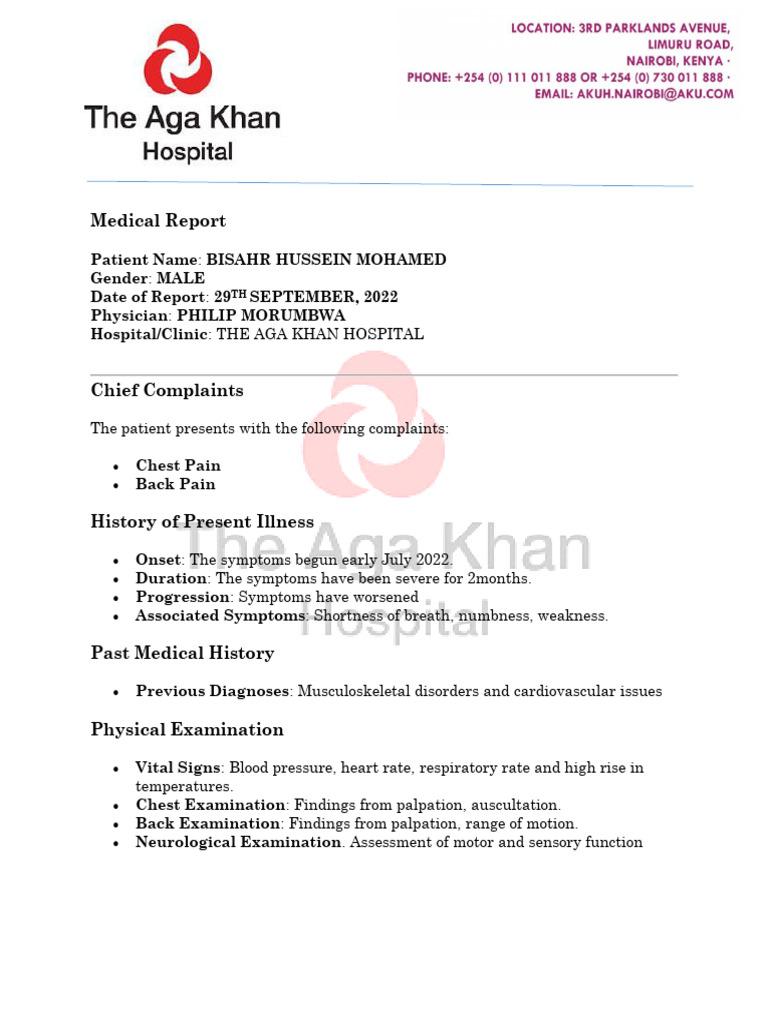 Heart Patient Medical Report | PDF