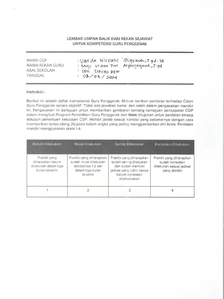 UMPAN BALIK GURU_MUJI | PDF