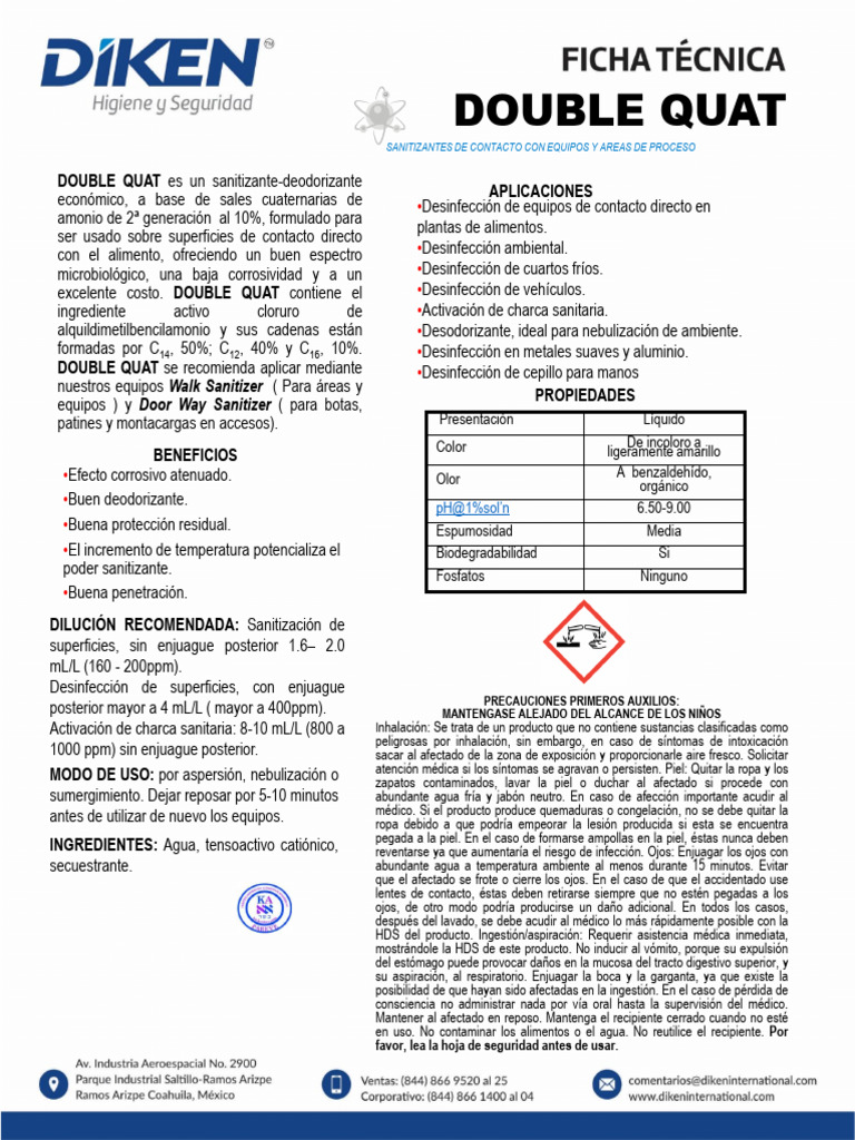 8.DOUBLE QUAT Ficha Técnica | PDF
