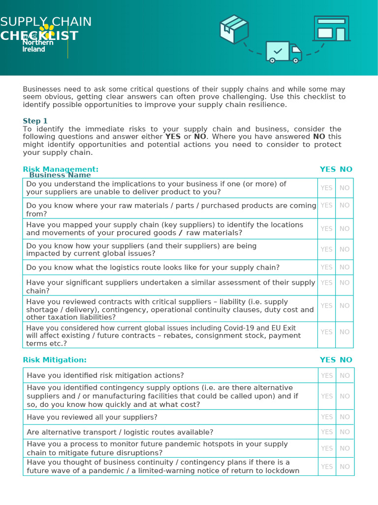 Supply Chain Checklist July 21 | PDF