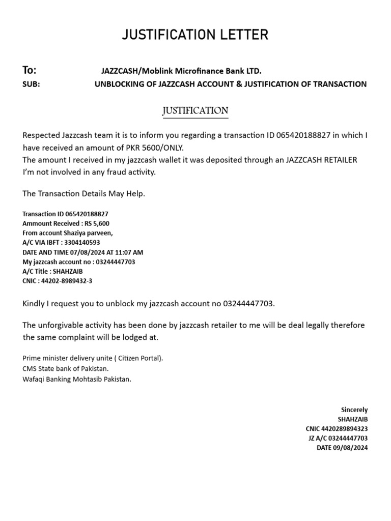 Justification Letter | PDF