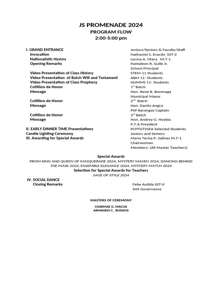 JS PROMENADE 2024 Program | PDF