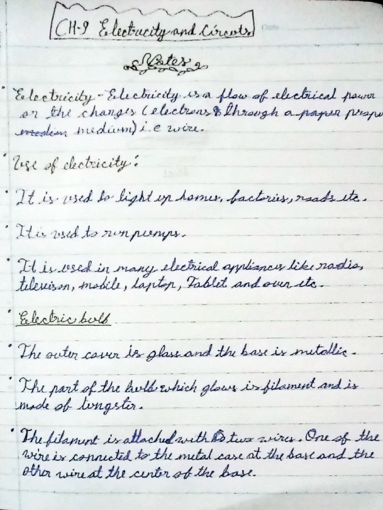 Notes of Electricity and Circuits. | PDF